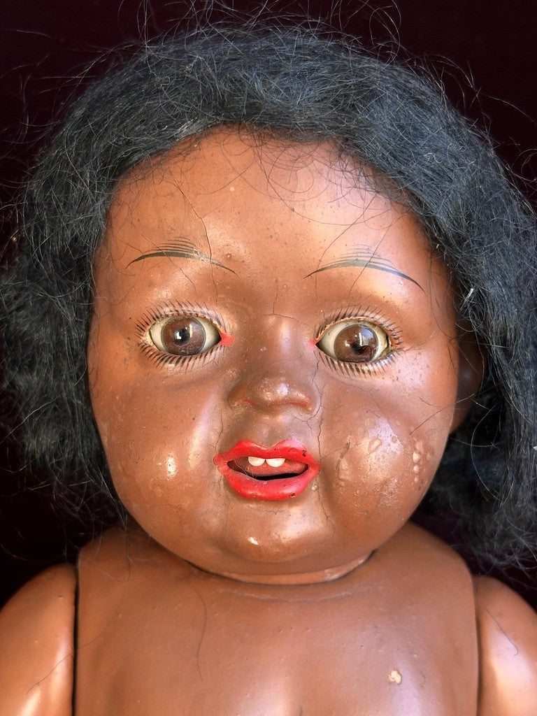 Rare Antique German (?) Koenig Wernicke (?) Dark Complexion Baby Toddl ...