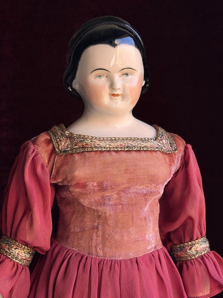 Vintage 19.5” Reproduction of Antique German Alice Hairdo China Head D ...